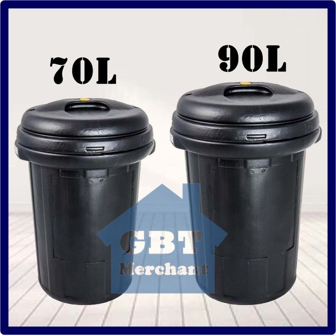 70 Liter / 90 Liter FIBER Garbage Dustbin with Cover Tong Sampah Pail with Cover Tahan Lasak ...