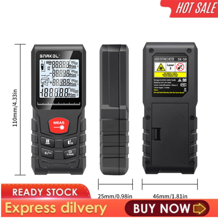 Laser Distance Meter 40M/50M/120M Digital Tape Measure Precision Rangefinder With Distance/Area ...