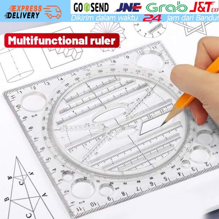 Penggaris Multifungsi Geometri Drawing Ruler Rotasi 360° Angle And ...