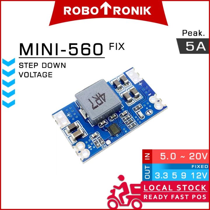 DC Step Down Mini-560 Fixed, 5A.max Voltage Buck Converter 3.3V 5V 9V ...