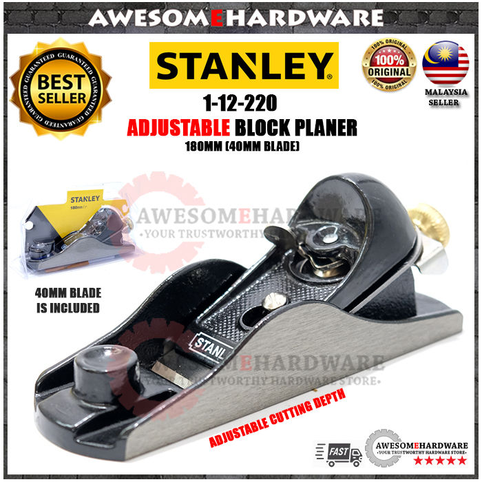 (ADJUSTABLE DEPTH) STANLEY 1-12-220 7" 180MM BLOCK PLANE WOOD PLANER ...