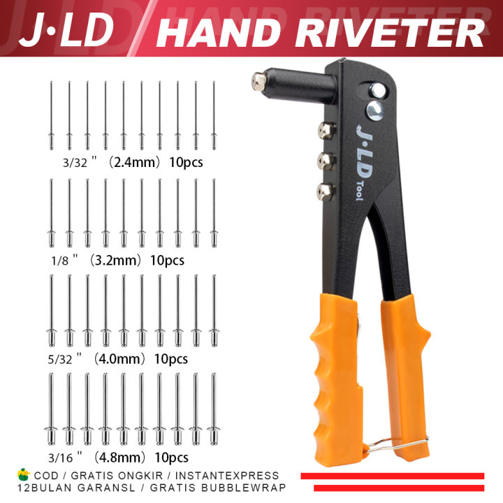 JLD Tang Rivet 9.5inch Tembakan Paku Rivet Hand Riveter Stang 2.4mm 3 ...