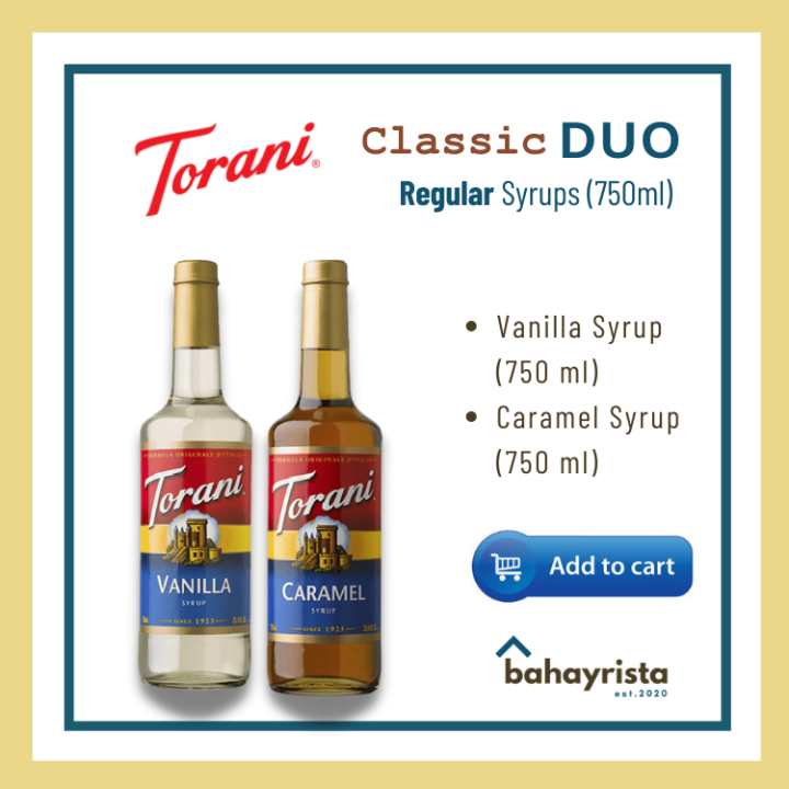 Torani Classic DUO - Vanilla and Caramel Syrups 750ml | Lazada PH