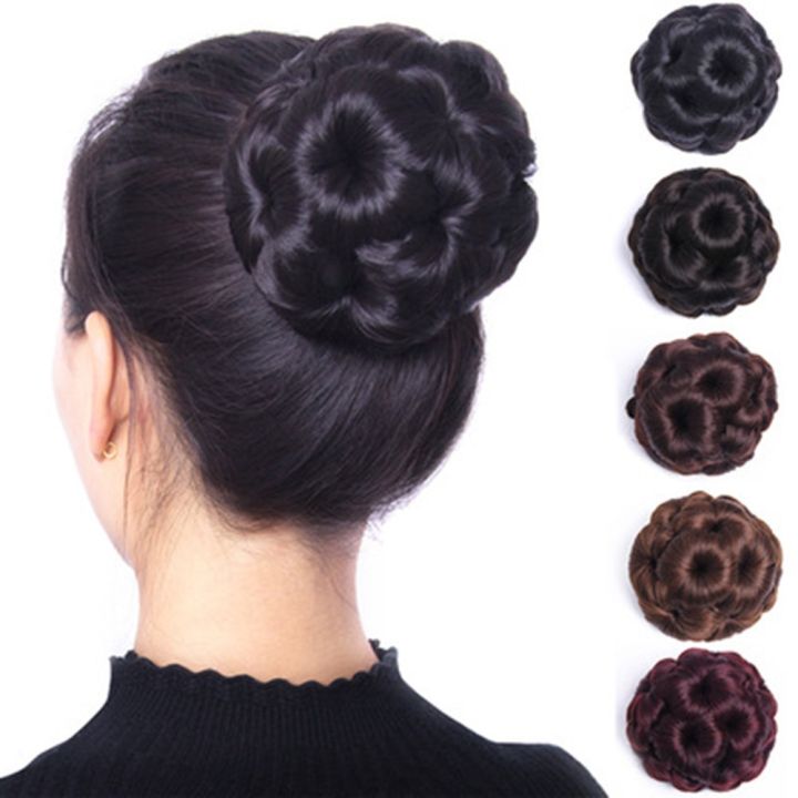 【Ready/COD】Korean Natural Bun Flowers Gripper Hairpin Wig Ladies Bride ...