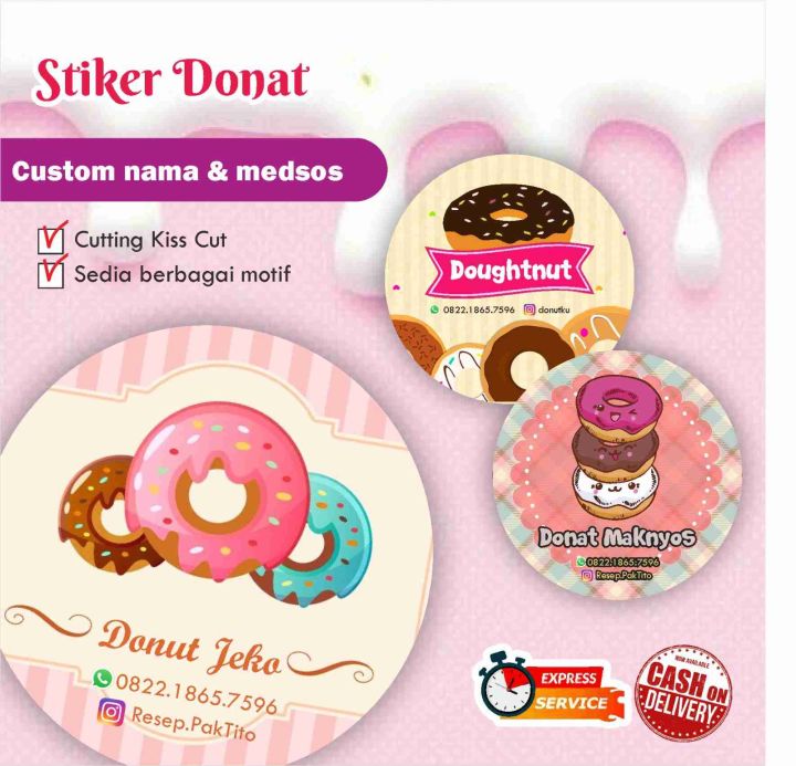 Stiker Donat Cromo bulat / Stiker kemasan makanan / Label Makanan ...