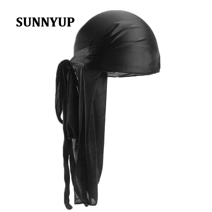 Sunnyup Mens Silk Chemo Beanie Durag Muslim Bandana Pirate Cap Hat