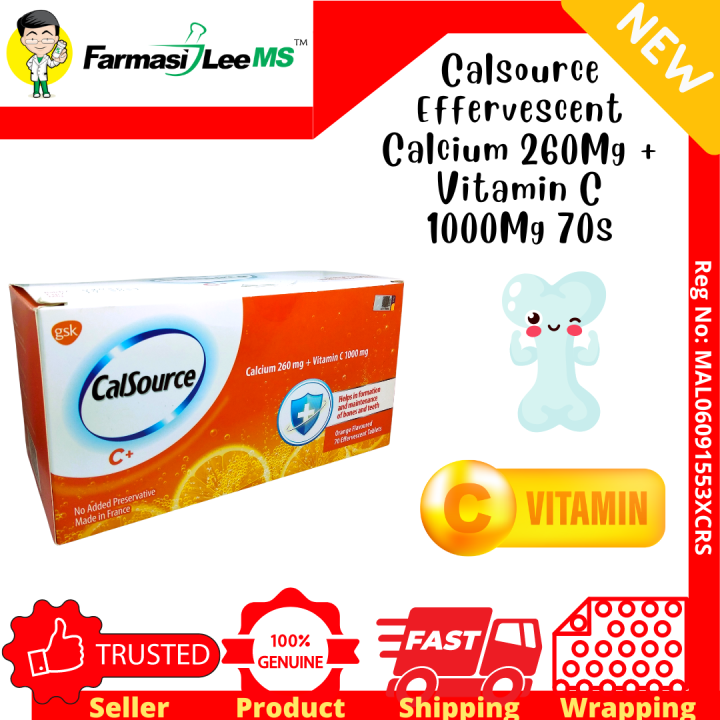 Calsource Effervescent Calcium 260Mg + Vitamin C 1000Mg 70s (EXP 10/ ...