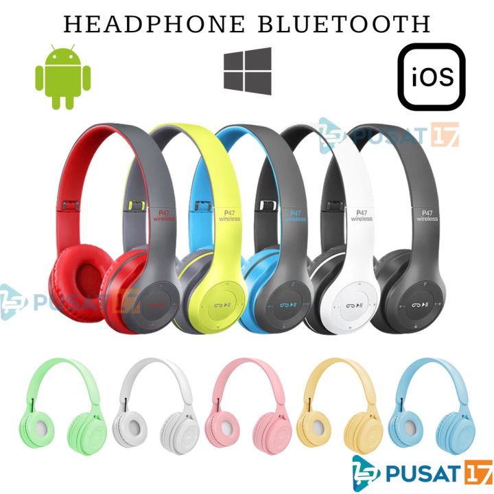 PUSAT17 HEADPHONE BLUETOOTH P47 Y08 MACARON PURE BASS / HEADSET ...