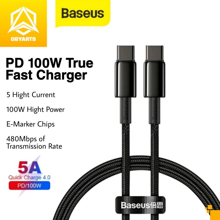 BASEUS KABEL DATA CHARGER 100W PD TYPE-C TO TYPE-C FAST CHARGE TUNGSTEN ...