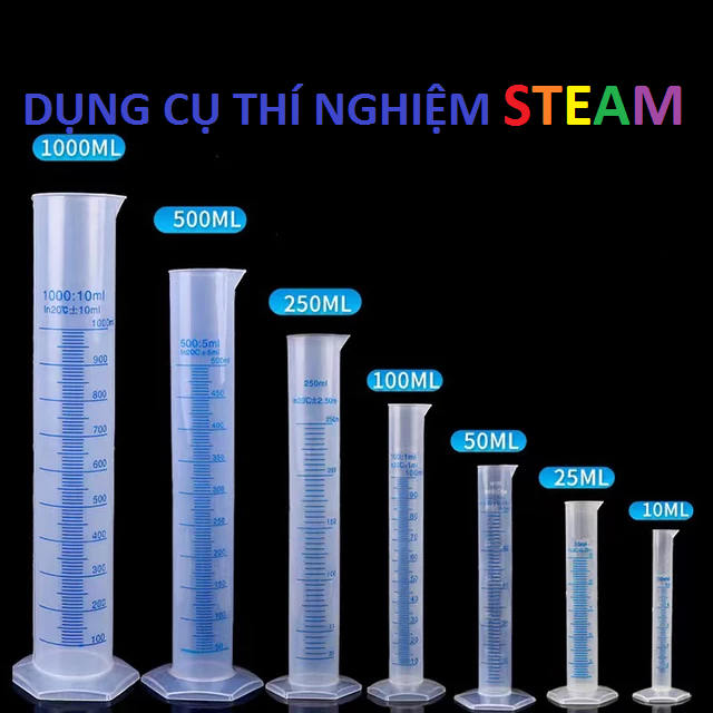 Ống đong Nhựa Chia Vạch 10ml 25ml 50ml 100ml 250ml 500ml 1000ml Dày Dặn Vach Rõ Nét Không