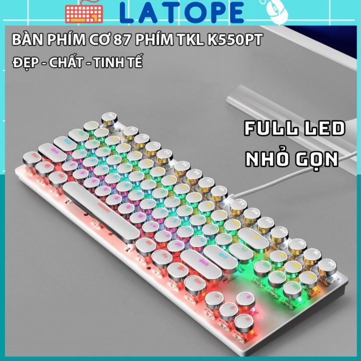 Bàn phím cơ Latope Bàn phím cơ TKL máy tính Gaming laptop Full LED phím ...