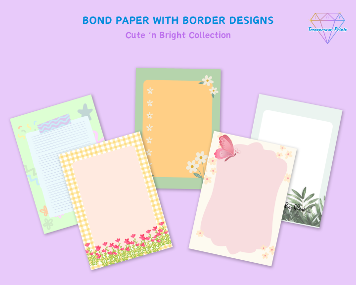 Short or A4 Paper One Bond Paper or Photo Paper with Border Designs ...