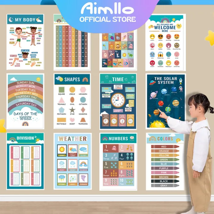 10/12/16 Pcs ABCD Chart For Kid Educational Set Wall Colors Numbers ...