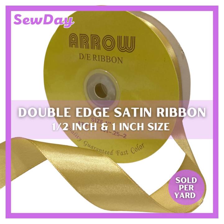 Ribbon Double Edge Satin Ribbon 1/2 inch and 1 inch Size (Per Yard ...