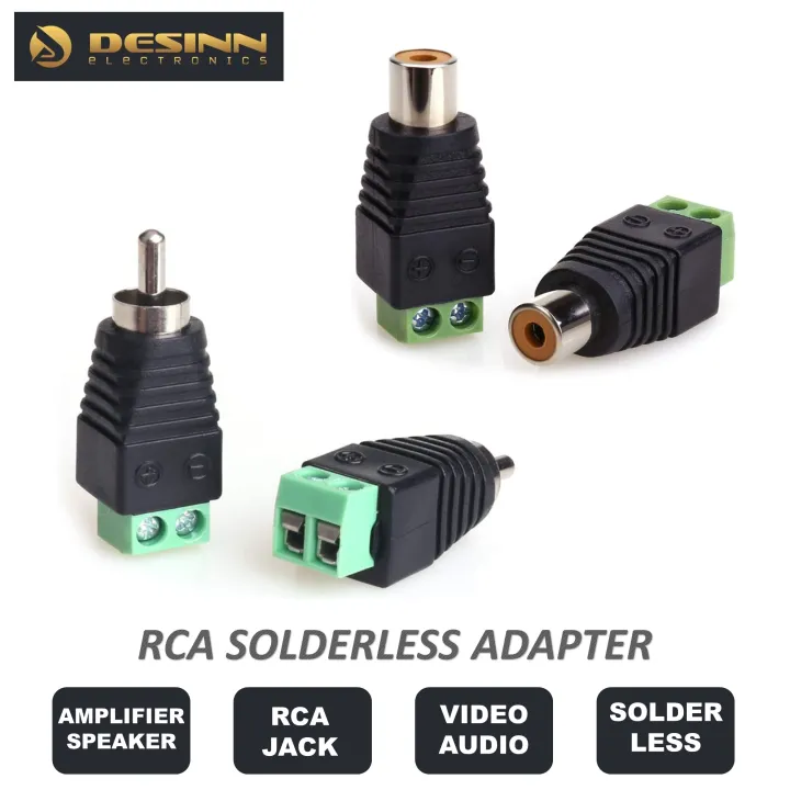 RCA Male to AV Screw Terminal Adapter | Solderless Audio Video Cable ...