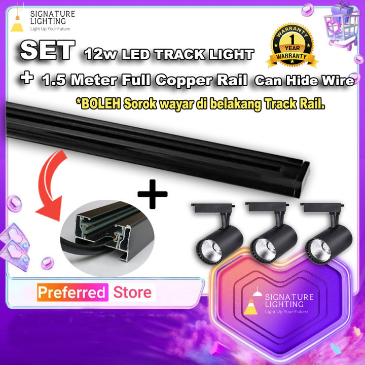 Set Led Track light With 1.5 Meter Rail Track Full Copper ( Can Hide ...