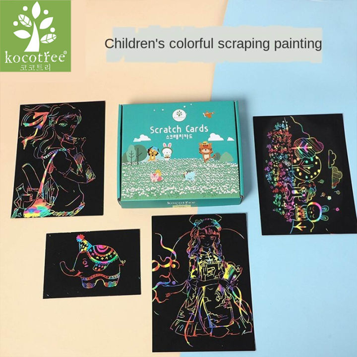 Kocotree Scratch Paper Sets: 16/32pcs Magic Art Craft Scratch Off ...