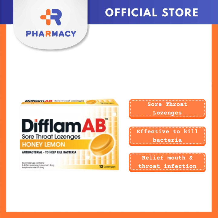R Pharmacy | Difflam AB Lozenges Honey Lemon 12s | Lazada
