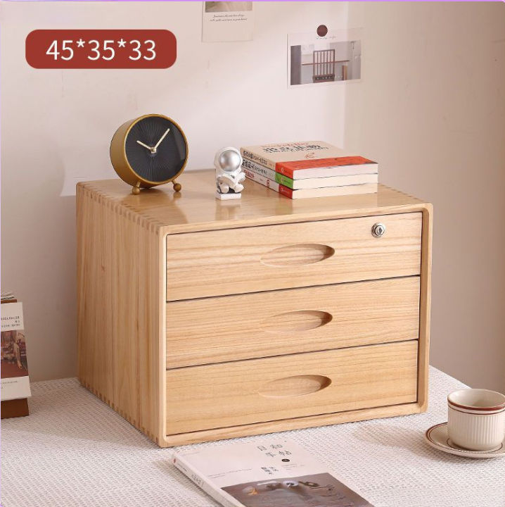 45cm Solid Wood Desktop Storage Bedroom Storage with Lock Finishing ...