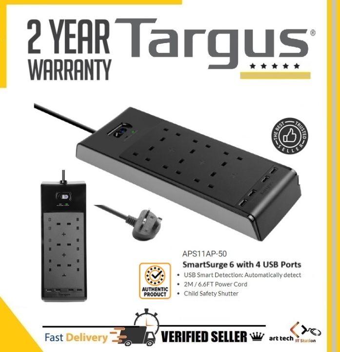 Fast Shipping - TARGUS Smart Surge 6 Plugs APS11AP-50 ( APS11AP ...