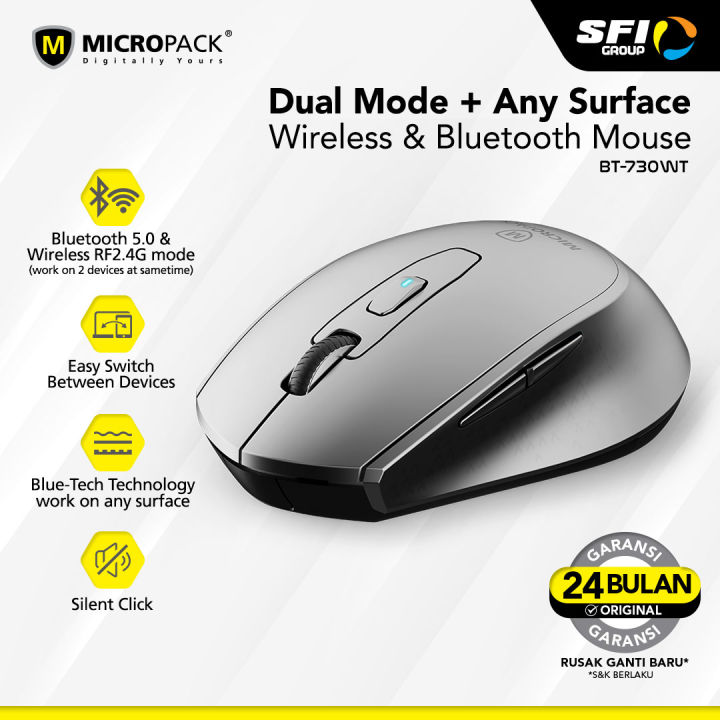 Mouse Wireless And Bluetooth Micropack Silent Click Inspire Pro Bluetech Technology - BT-730WT ...