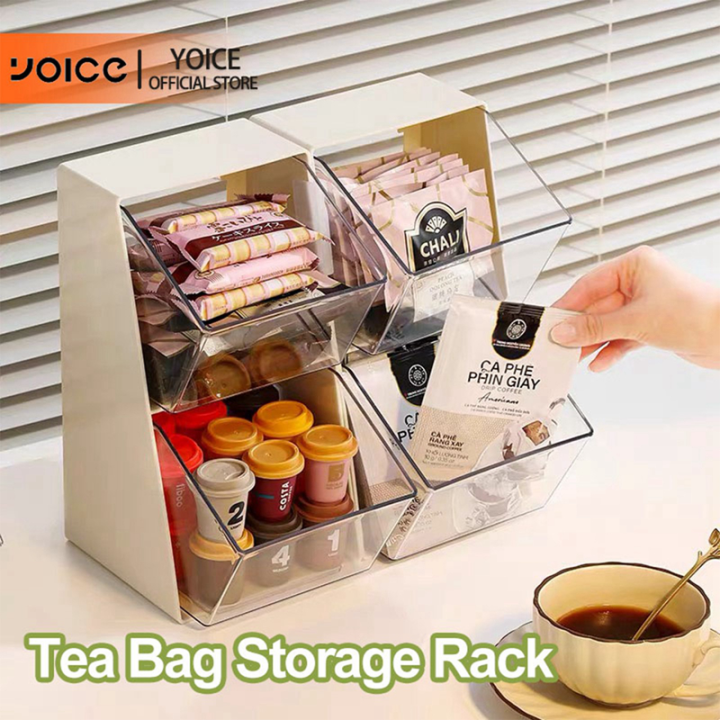 Tea Bag Coffee Storage Rack Desktop Organizer Acrylic Dustproof ...