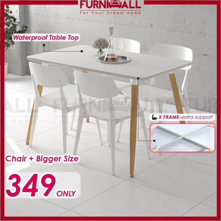 FURNIMALL 1+4 Eames Dining Table Set Muji dining set kayu Meja Makan ...