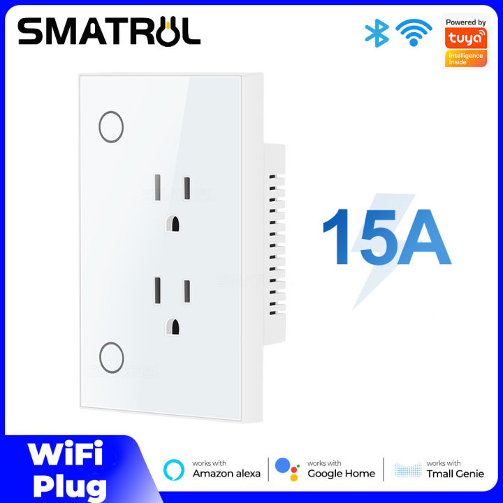 SMATRUL 15A Smartlife / Tuya Wifi Smart Socket Us Plug Outlet Support ...