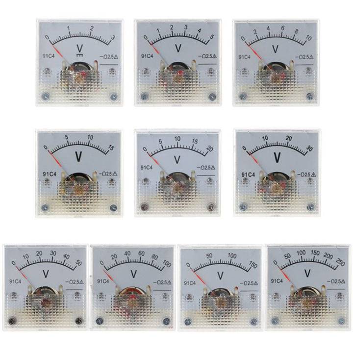91C4 DC Voltmeter Analog Panel Voltage Meter Mechanical Pointer Type 3 ...
