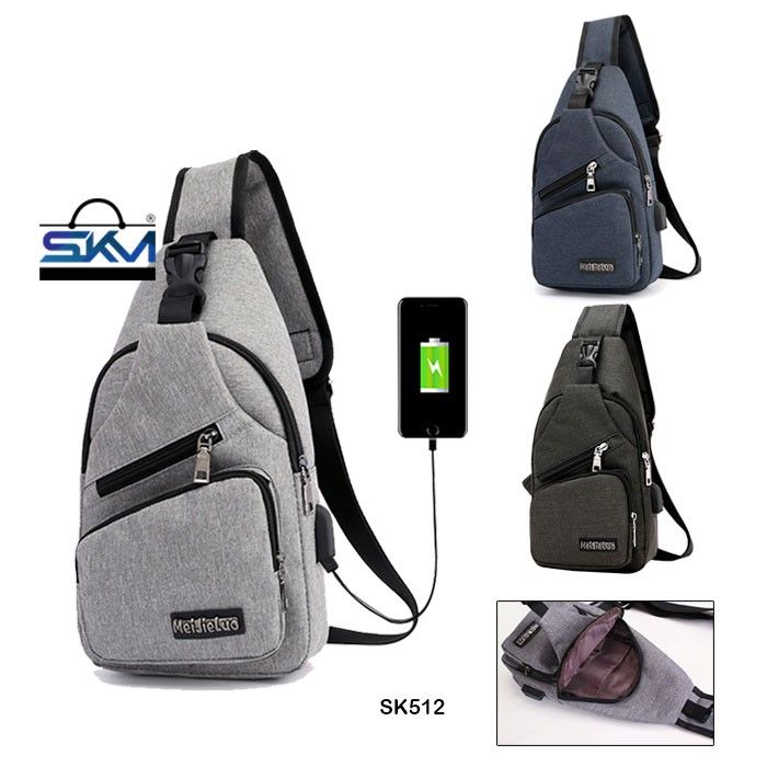 SKM Men's CrossBody Bag Sports And Leisure USB Charging Messenger Chest ...