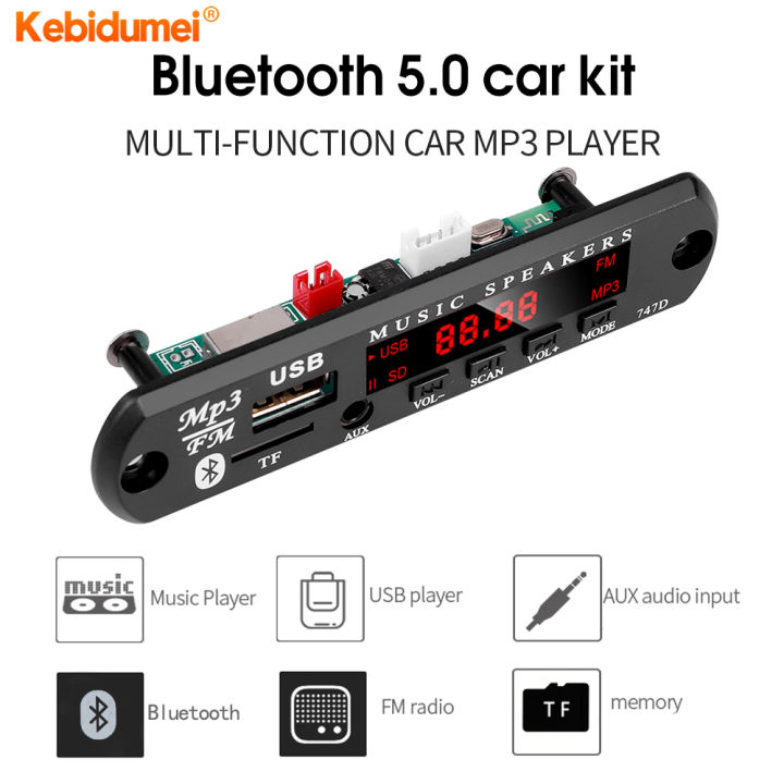 Kebidumei Wireless Bluetooth 5.0 MP3 WMA Decoder Board DC 5V 12V USB TF Radio Audio Module for ...