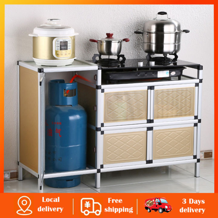 Simple Kitchen Cabinet, Stove Cabinet, Gas Stove Rack, Kitchen Storage ...