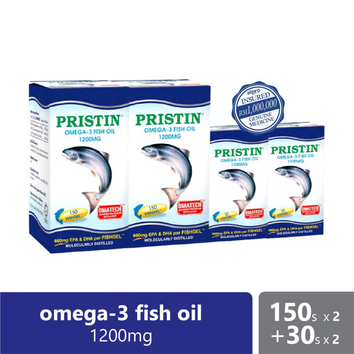 Pristin Omega Fish Oil 1200mg (150s+150+30s) Free Extra 30s | Regulate ...