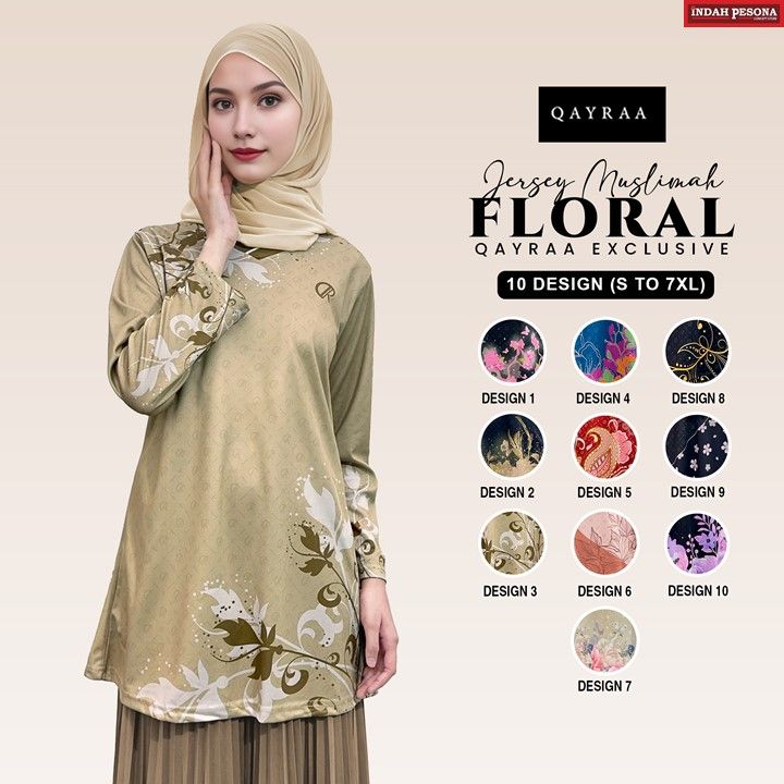 QAYRAA Exclusive Blouse Muslimah FLORAL PREMIUM (B1-B5) Baju Wanita ...
