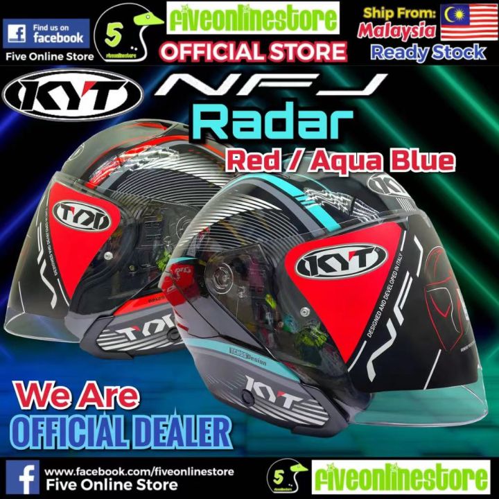 KYT NFJ Helmet Radar Red Radar Blue X Series 100% ORIGINAL Double Visor ...