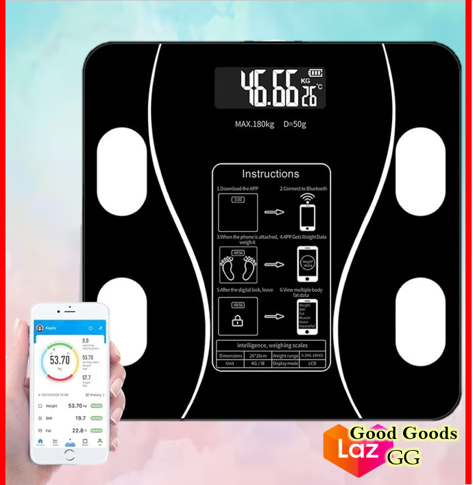Smart Weight Scale Body Fat / Body Composition Scale App Bluetooth ...