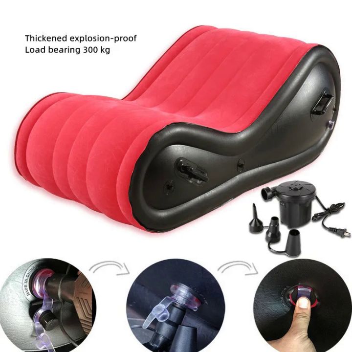 Inflatable Multi Function Sex Sofa Flocking Furniture Bed Chair Foldable Portable Lovers Pose