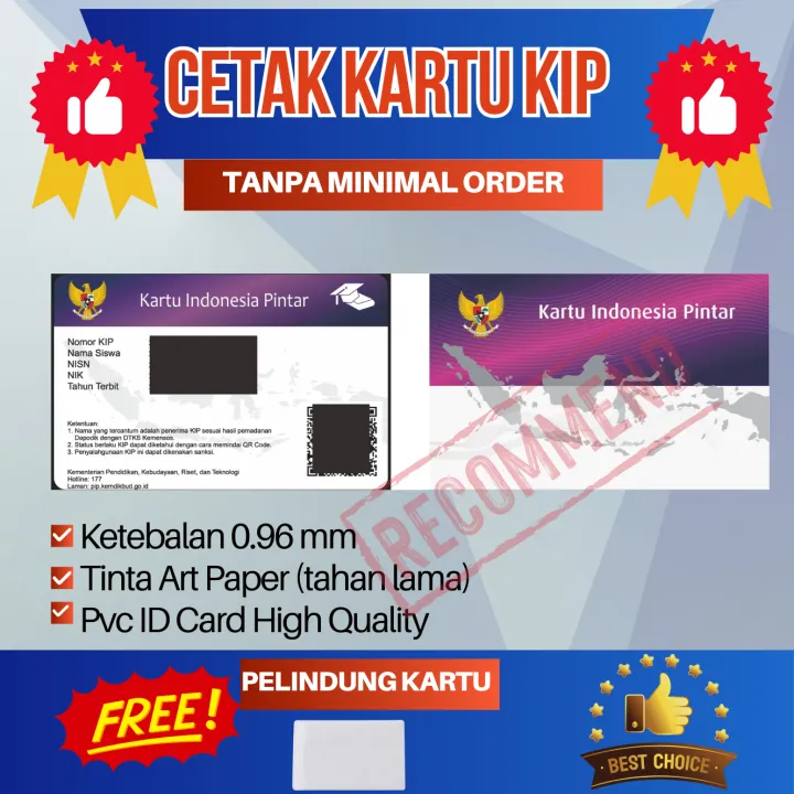 Cetak Kartu Indonesia Pintar/ Kartu KIP/ Kartu Pelajar bahan kartu pvc id card Tebal 0.96 mm ...