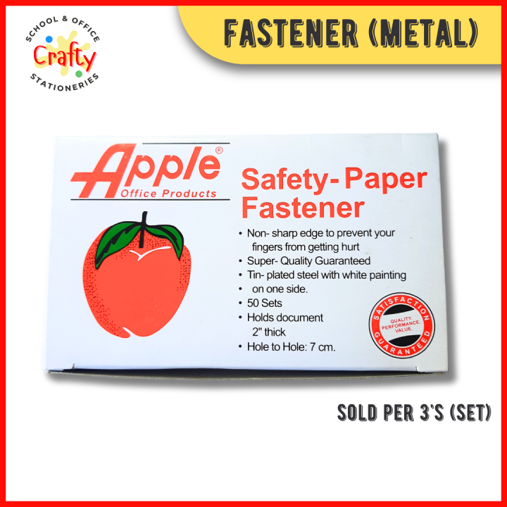 Crafty! Apple Metal Safety Paper Fastener For Office and School Use ...
