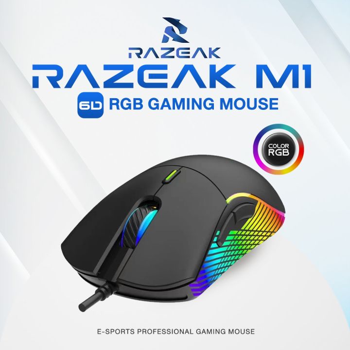 RAZEAK M1 6D RGB Gaming Mouse เม้าส์แบบมีสาย รับประกัน 2 ปี | Lazada.co.th