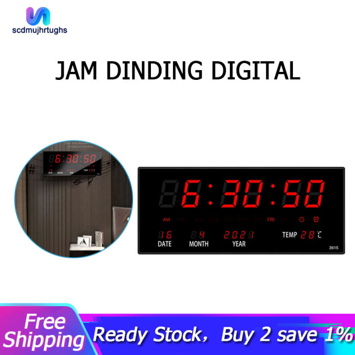 LED Perpetual Calendar Electronic Clock Digital Wall Clock Alarm Hourly ...