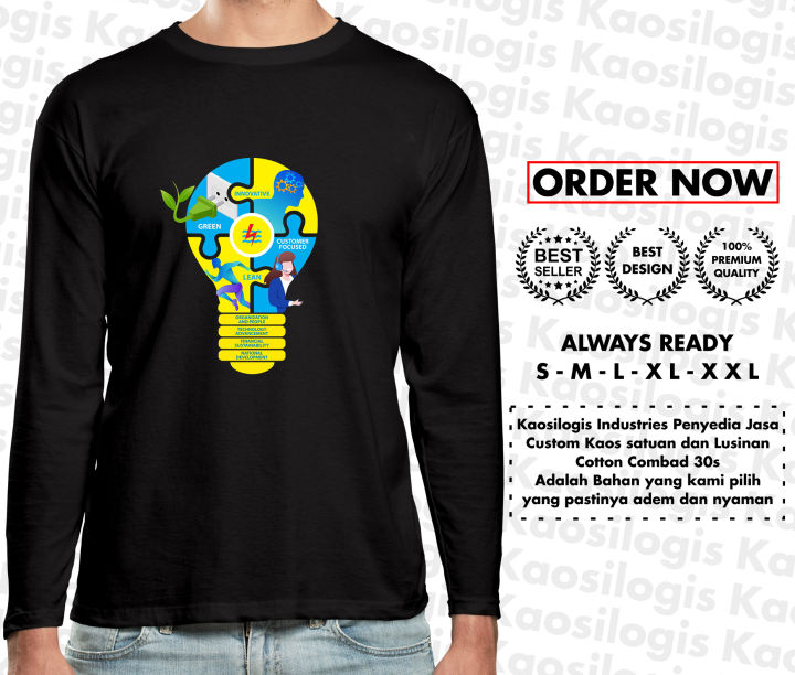 Kaos Lengan Panjang Logo Pln Power Beyond Generation - Kaosilogis ...