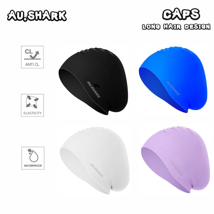 AUS Swim Cap Long Hair Swimming Cap Waterproof Silicone Swim Hat For ...