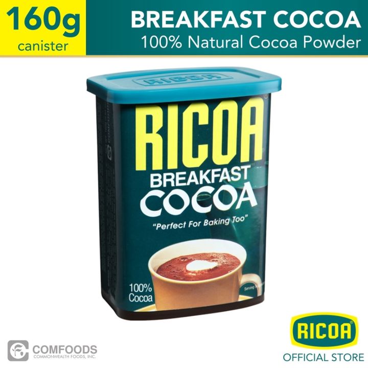 RICOA Breakfast Cocoa in Canister 160g - 100 Natural Cocoa Powder ...