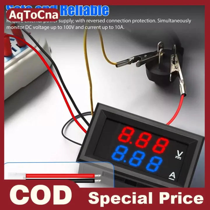 AqToCna 0-100V 10A Digital Voltmeter Ammeter Dual Display Voltage ...
