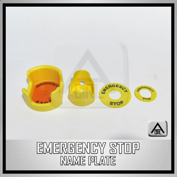 EMERGENCY STOP BUTTON NAME PLATE / 22mm DIAMETER | VAT INCLUDED PRICES ...
