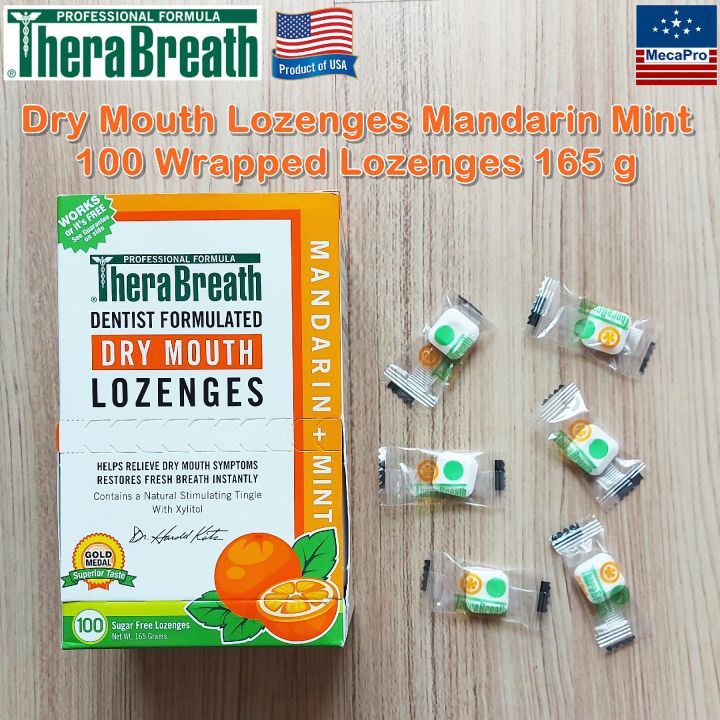 TheraBreath® Dry Mouth Lozenges Mandarin Mint 100 Wrapped Lozenges 165 ...