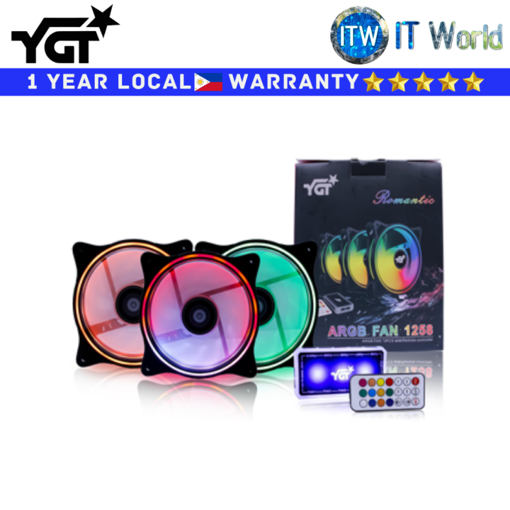 Itw | YGT PC Fan ARGB LED FAN #1258 KIT 3 IN 1 120mm | Lazada PH