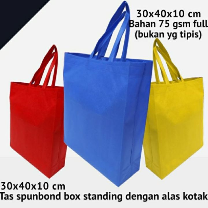 (ECER) TAS SPUNBOND POLOS TEBAL UKURAN 40x30x10 TAS HAJATAN POLOS MURAH ...
