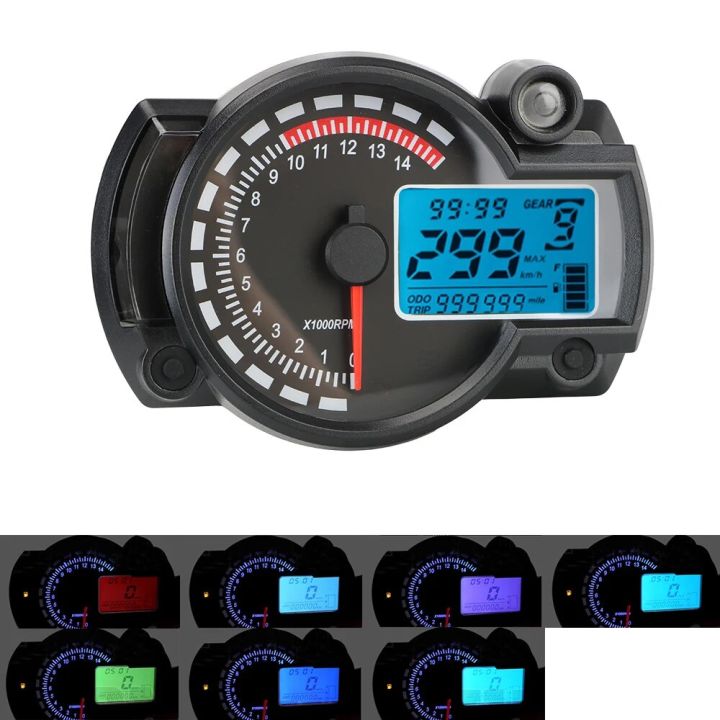 Motorcycle Speedometer MAX 299KM/H 7 Colors LCD Digital Odometer ...